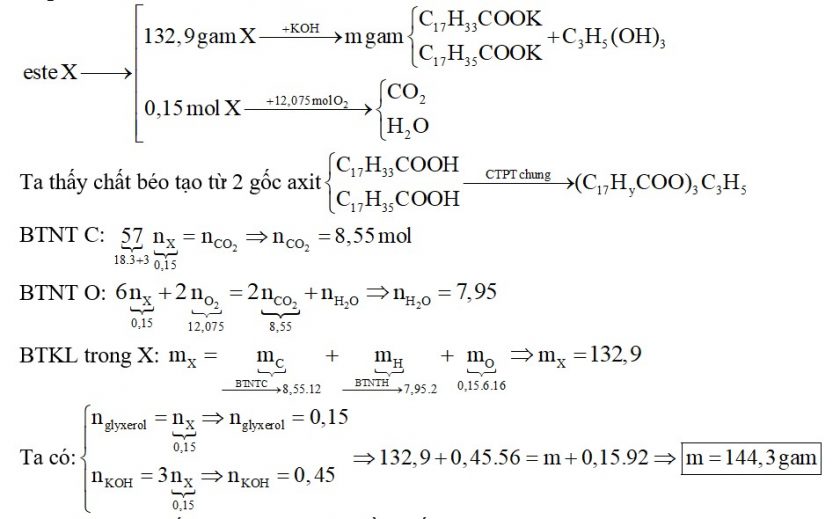 Hỗn hợp X gồm ba chất béo đều được tạo bởi glyxerol và hai axit oleic ...