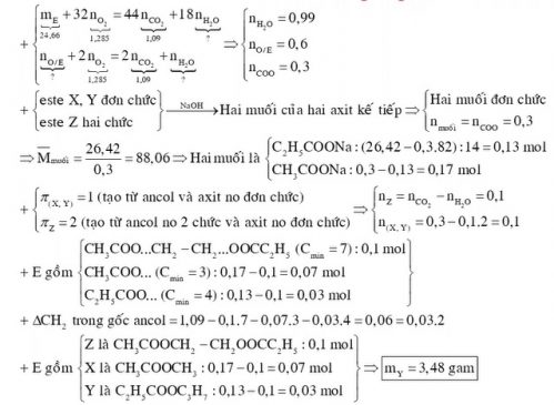 Hỗn hợp E gồm ba este mạch hở X Y và Z trong đó có một este hai chức và ...