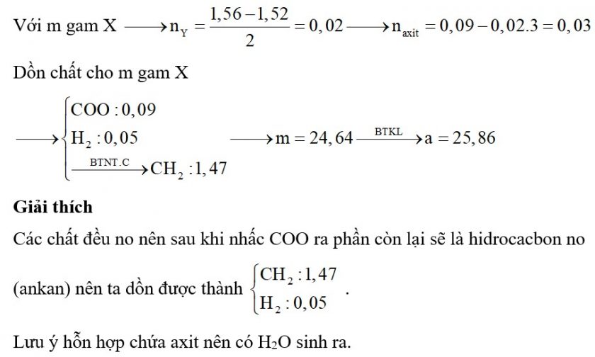 Hôn hợp X gồm axit panmitic, axit stearic và triglixerit Y. Đốt cháy ...