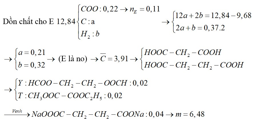 Hỗn hợp E gồm X, Y là hai axit đồng đẳng kế tiếp; Z, T là 2 este (đều ...