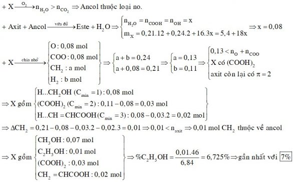 Hỗn hợp X gồm một axit cacboxylic đơn chức, một axit cacboxylic hai ...