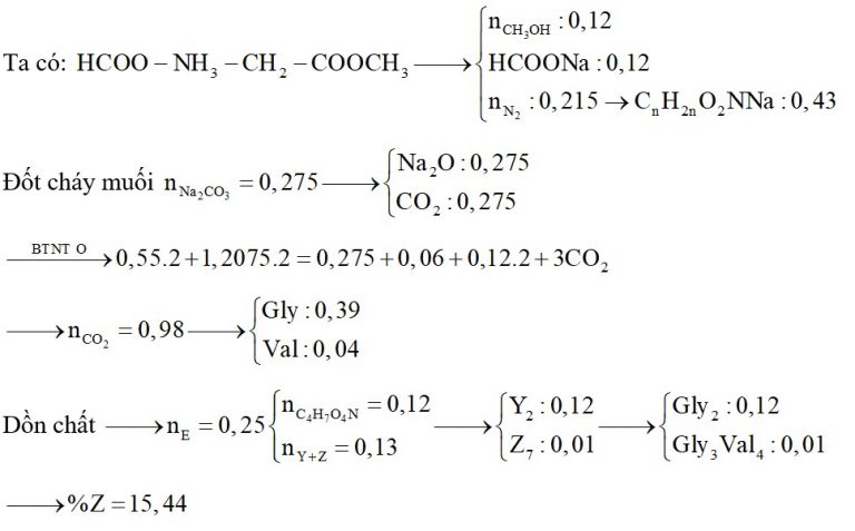 X là hợp chất có công thức phân tử C4H9O4N; Y và Z là hai peptit đều ...
